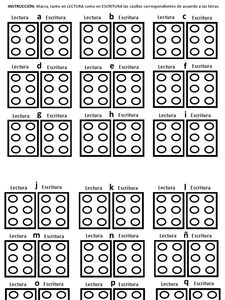 Lectura y Escritura en Braille (Cajetines) | PDF
