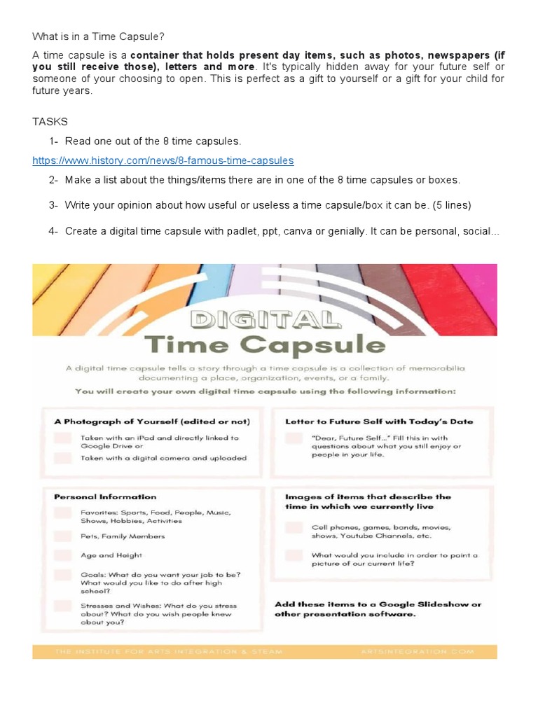 What's in a Time Capsule? Discover Items from the Past and Create Your Own Digital Capsule | PDF
