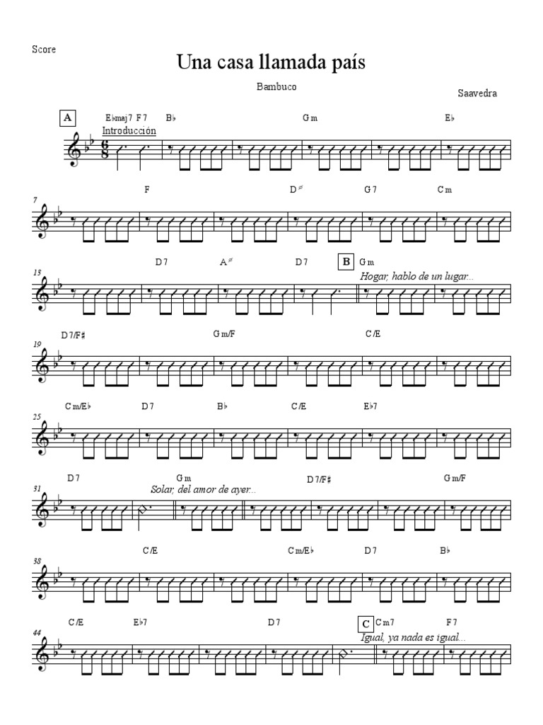 Una Casa Llamada Pais - Score | PDF