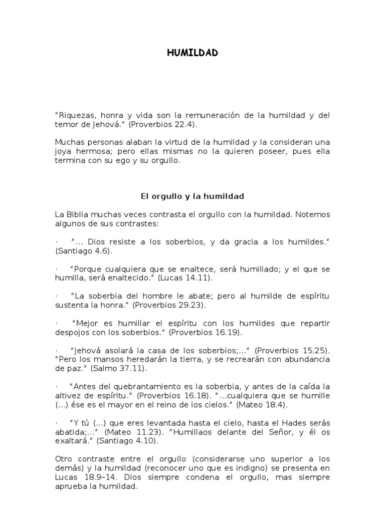 La Humildad-Estudio Bíblico | PDF | Reinado y reino de dios | Jesús