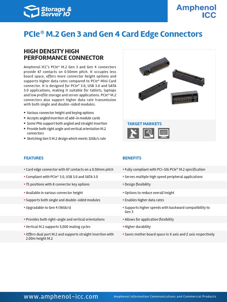 Pcie M.2 Gen 3 and Gen 4 Card Edge Connectors: High Density High ...