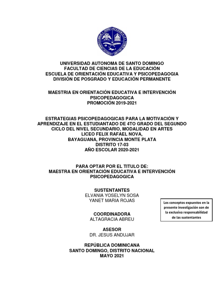 Estrategias Psicopedagógicas UASD 2021 | PDF