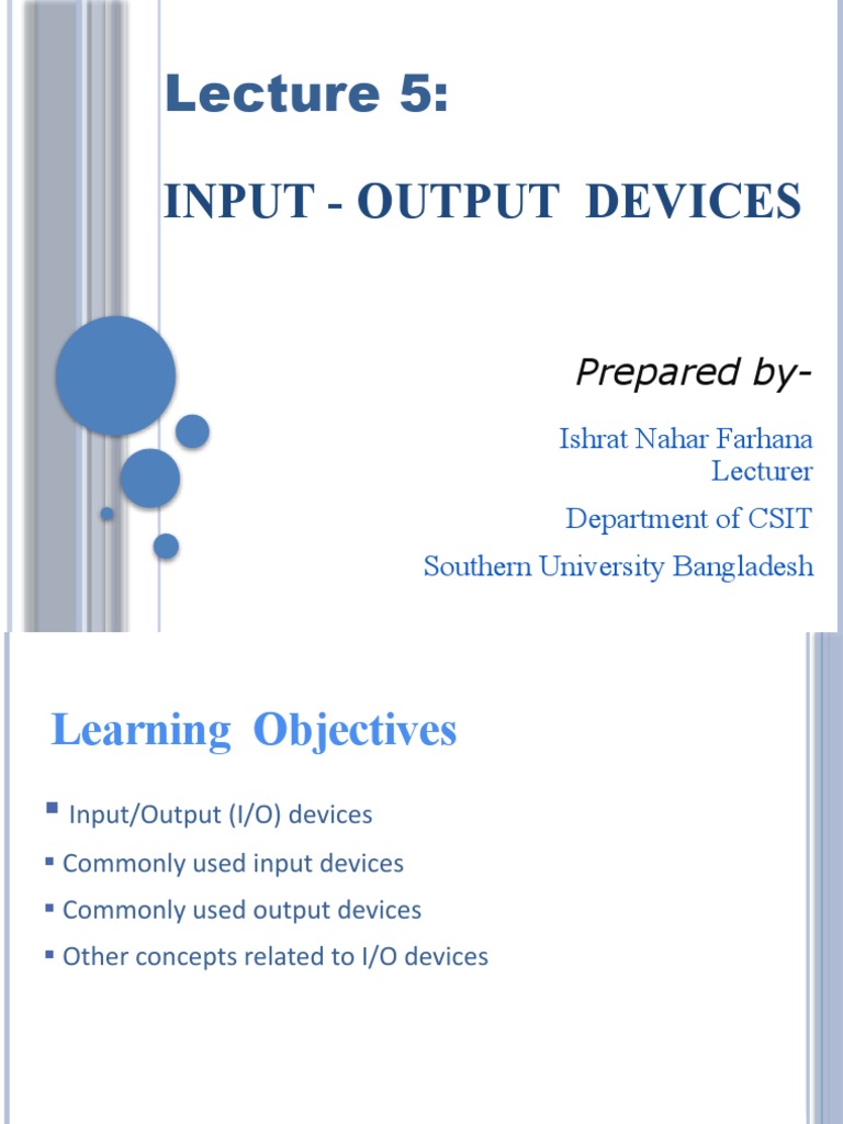 Exploring Input and Output Devices: A Comprehensive Guide to Common I/O Peripherals | PDF ...