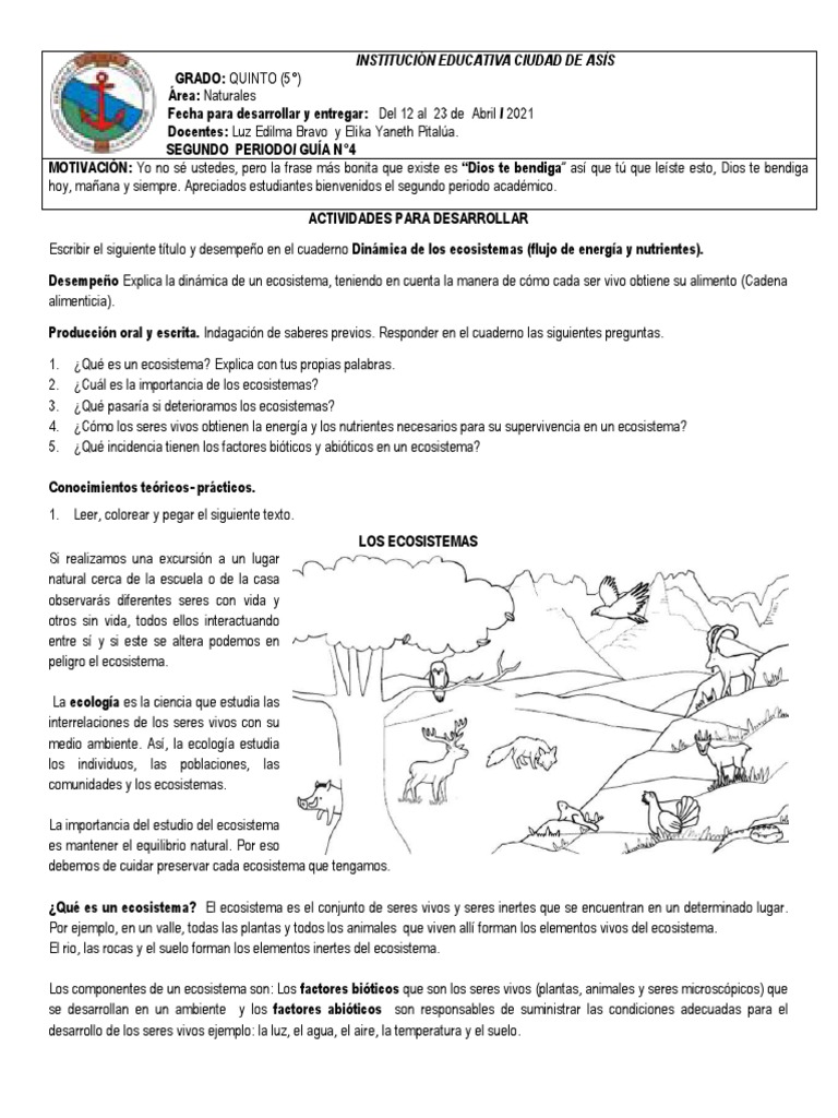Lecciones Sobre Ecosistemas Para Quinto Grado