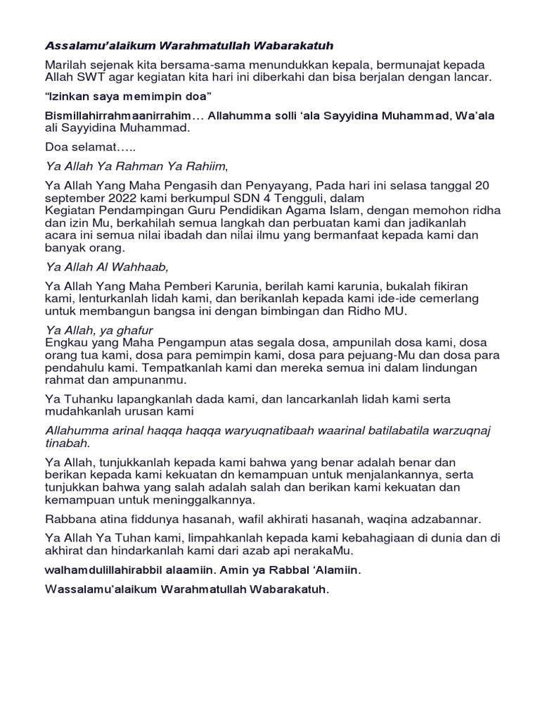 Teks Doa Utk KKG Pai | PDF