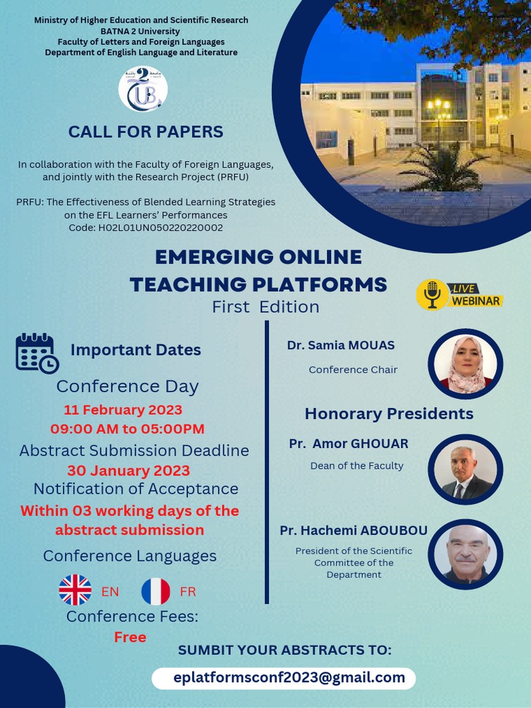 Call For Papers Batna | PDF | Educational Technology | Science