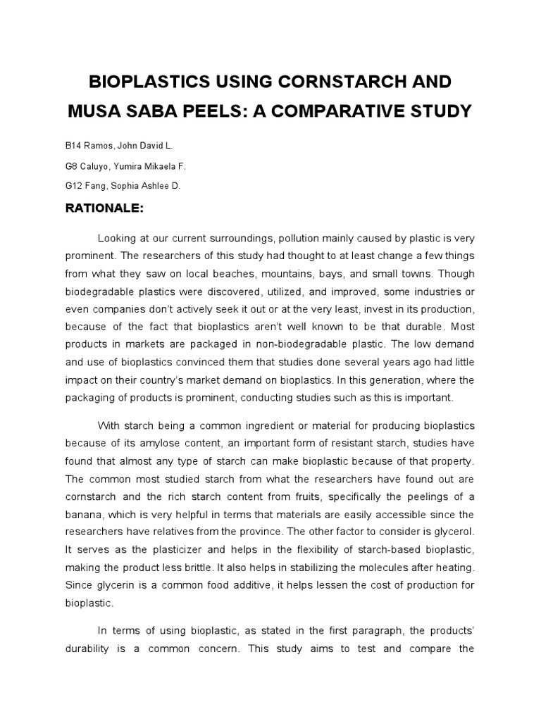 RATIONALE Sample 3 | PDF | Plastic | Biodegradation