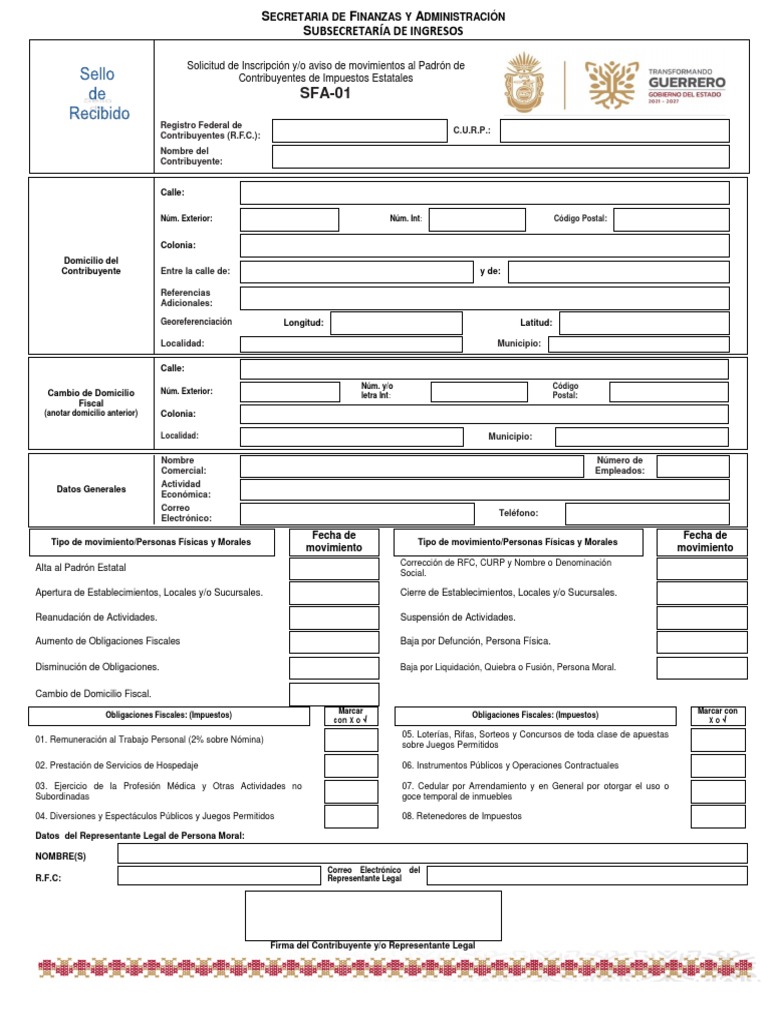 Formato Sfa-01 PDF | PDF | Impuestos | Gobierno