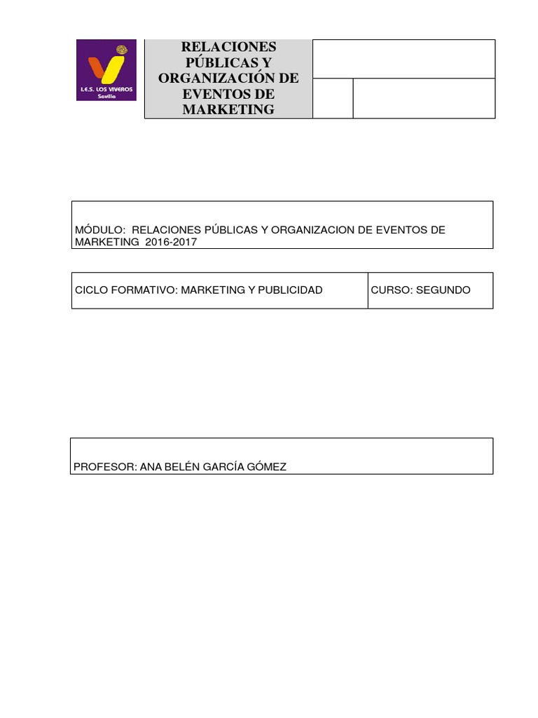 Formación en Eventos y RRPP | PDF | Marketing | Evaluación