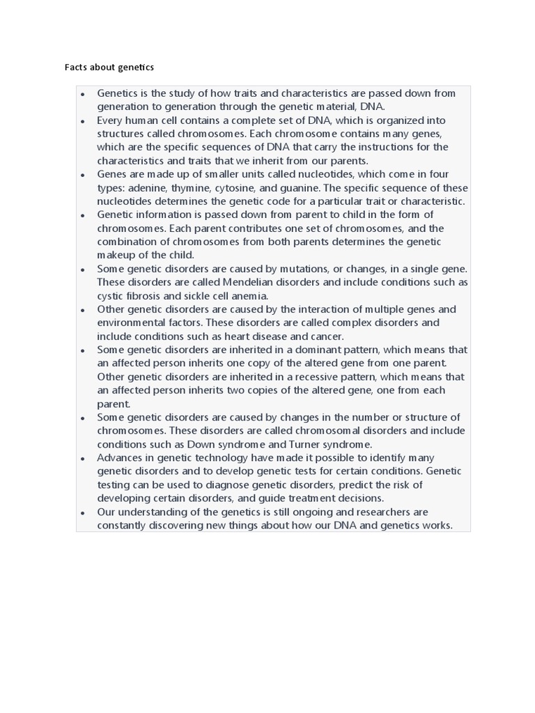 Facts About Genetics | PDF | Science & Mathematics