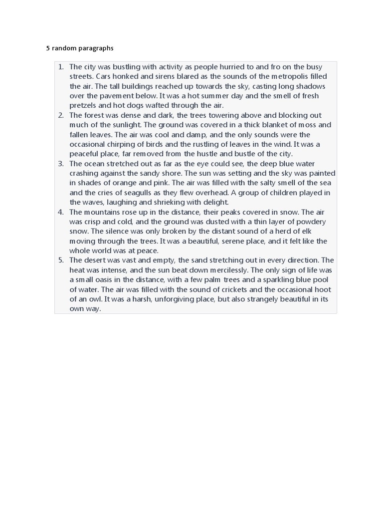5 Random Paragraphs | PDF