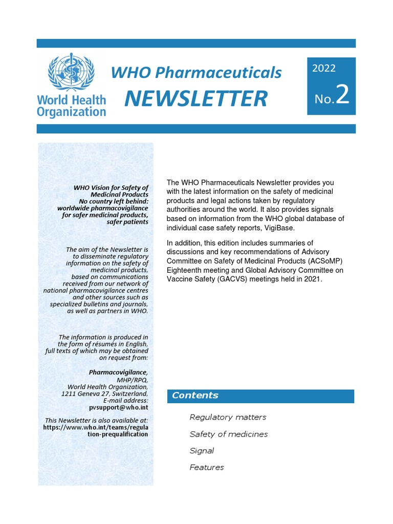 Newsletter: WHO Pharmaceuticals | Download Free PDF | Pharmaceutical ...
