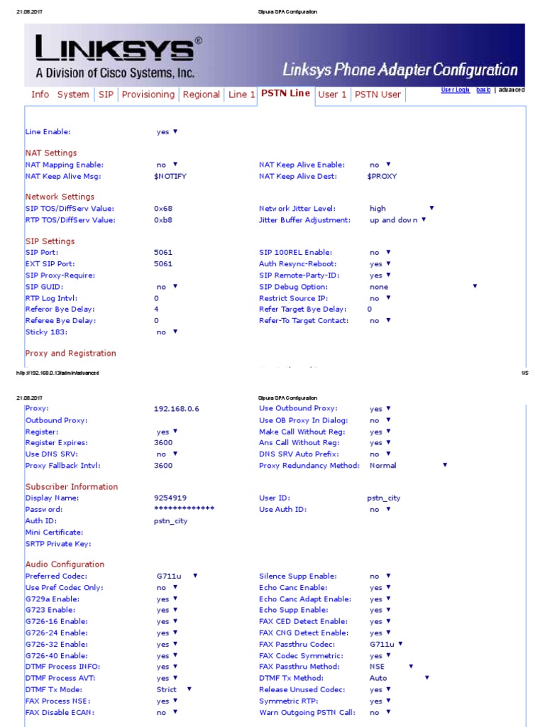 Sipura SPA Configuration PSTN | PDF | Session Initiation Protocol | Voice Over Ip