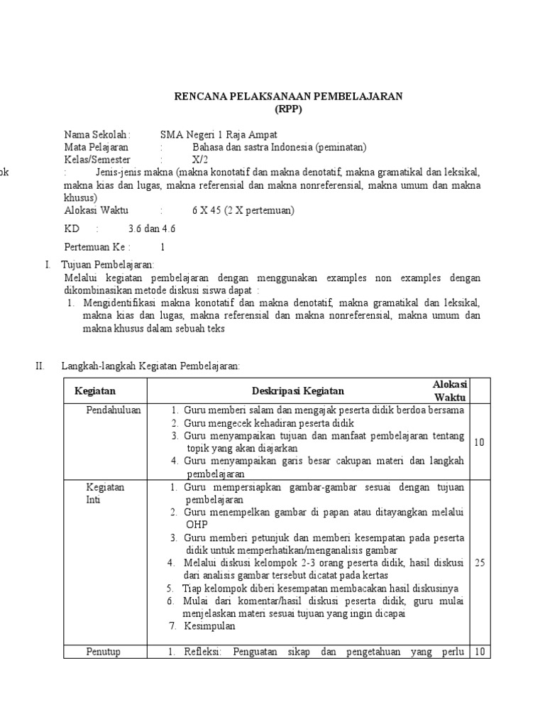 RPP Jenis-Jenis Makna | PDF
