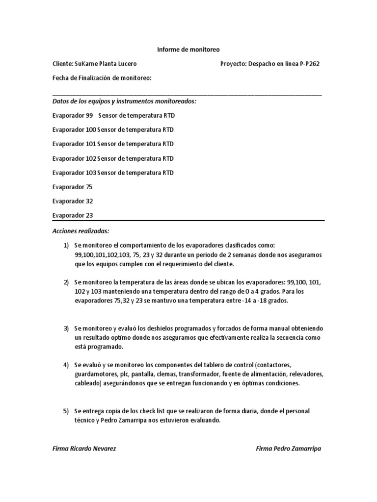 Informe de Monitoreo | PDF