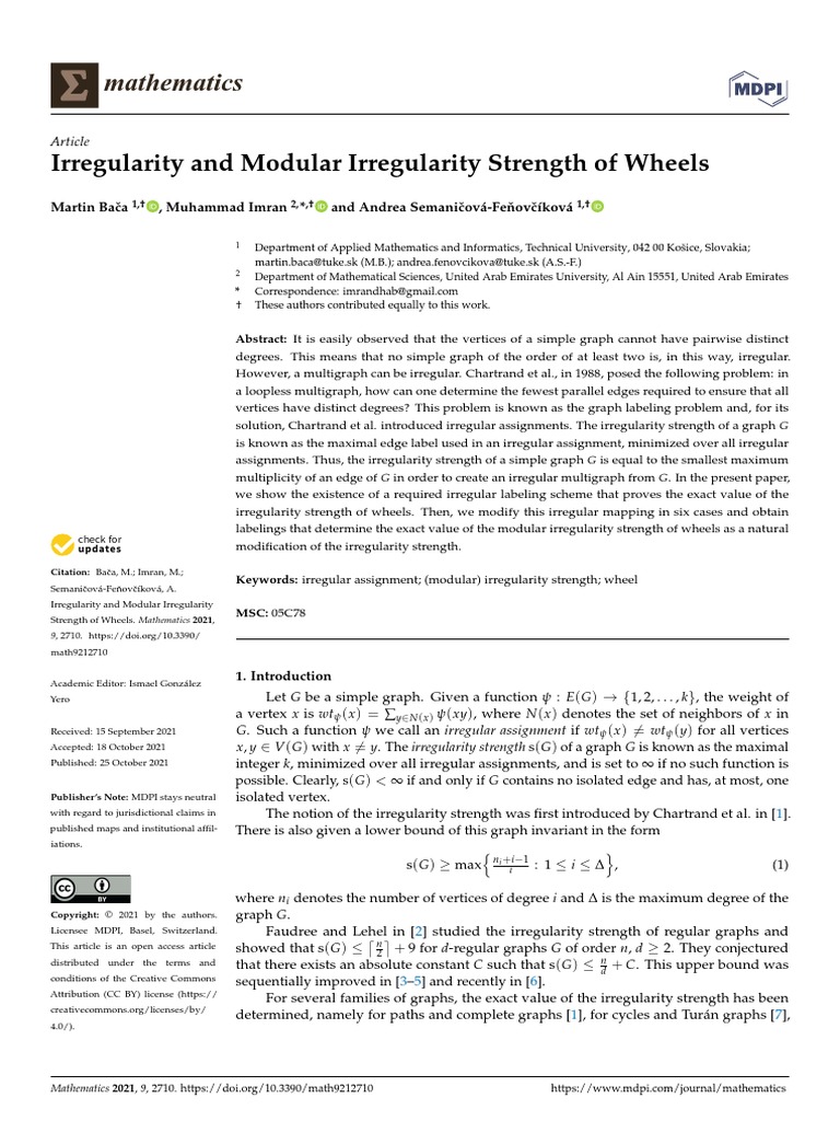 Baca, Et Al - Irregularity and Modular Irregularity Strength of Wheels ...
