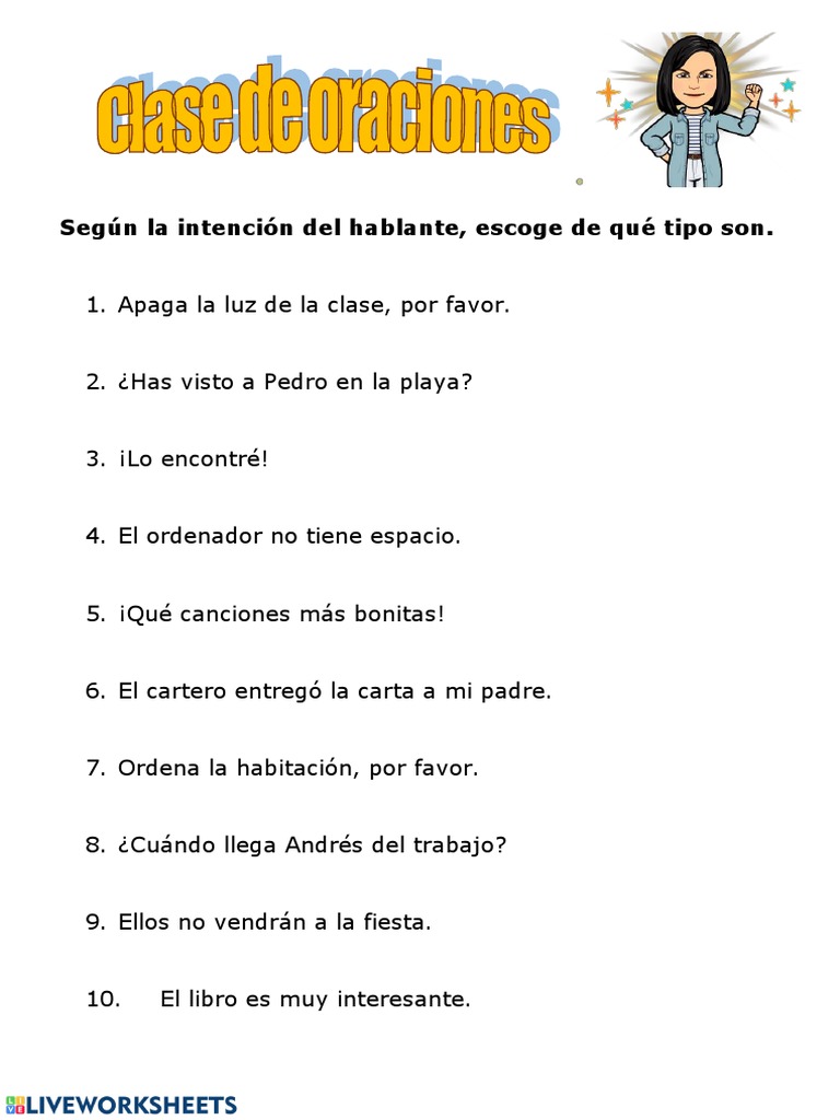 Tipos de Oraciones y Ejemplos | PDF