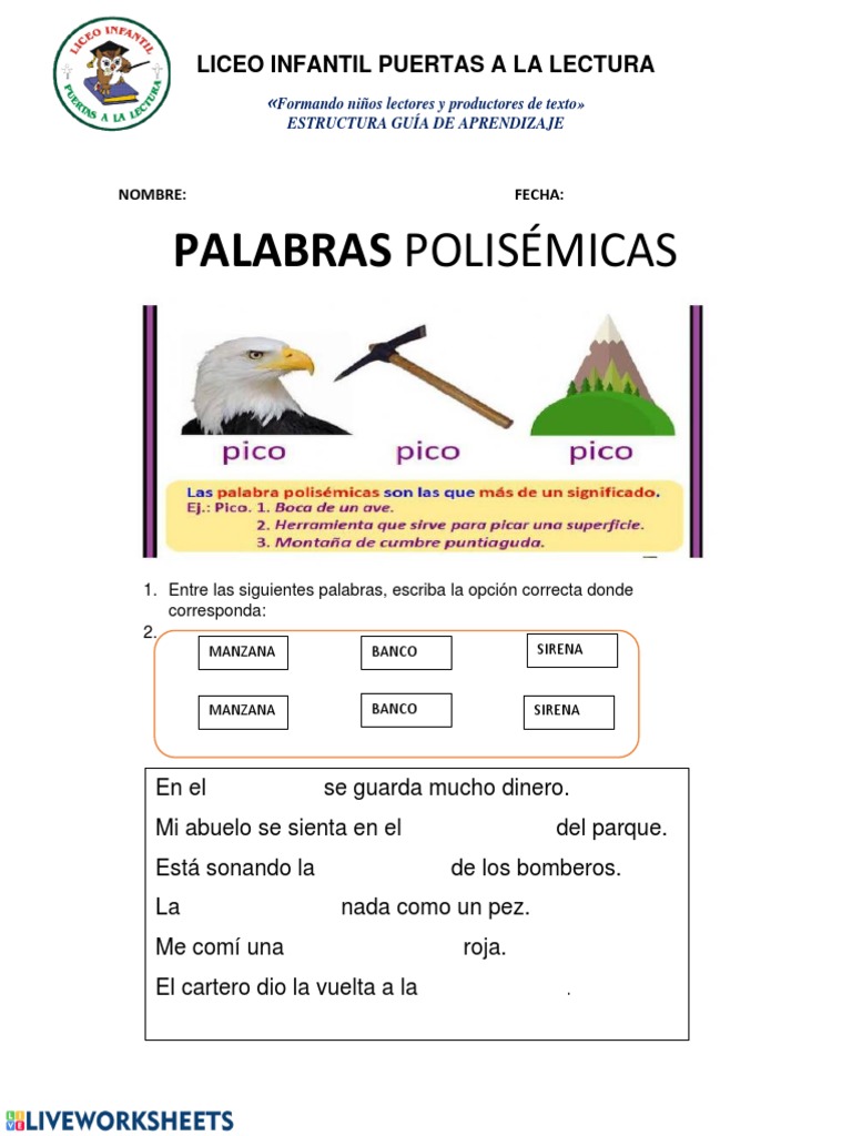 Actividades de Palabras Polisémicas | PDF