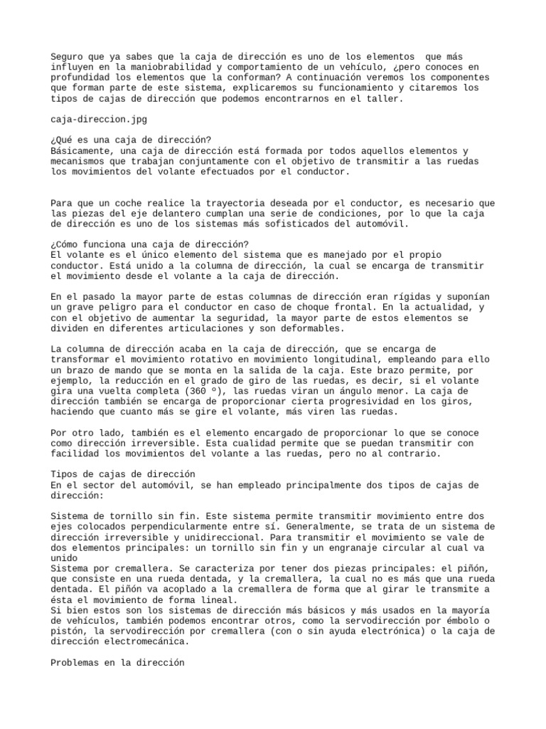 Funcionamiento Cajas | PDF | Direccion | Engranaje