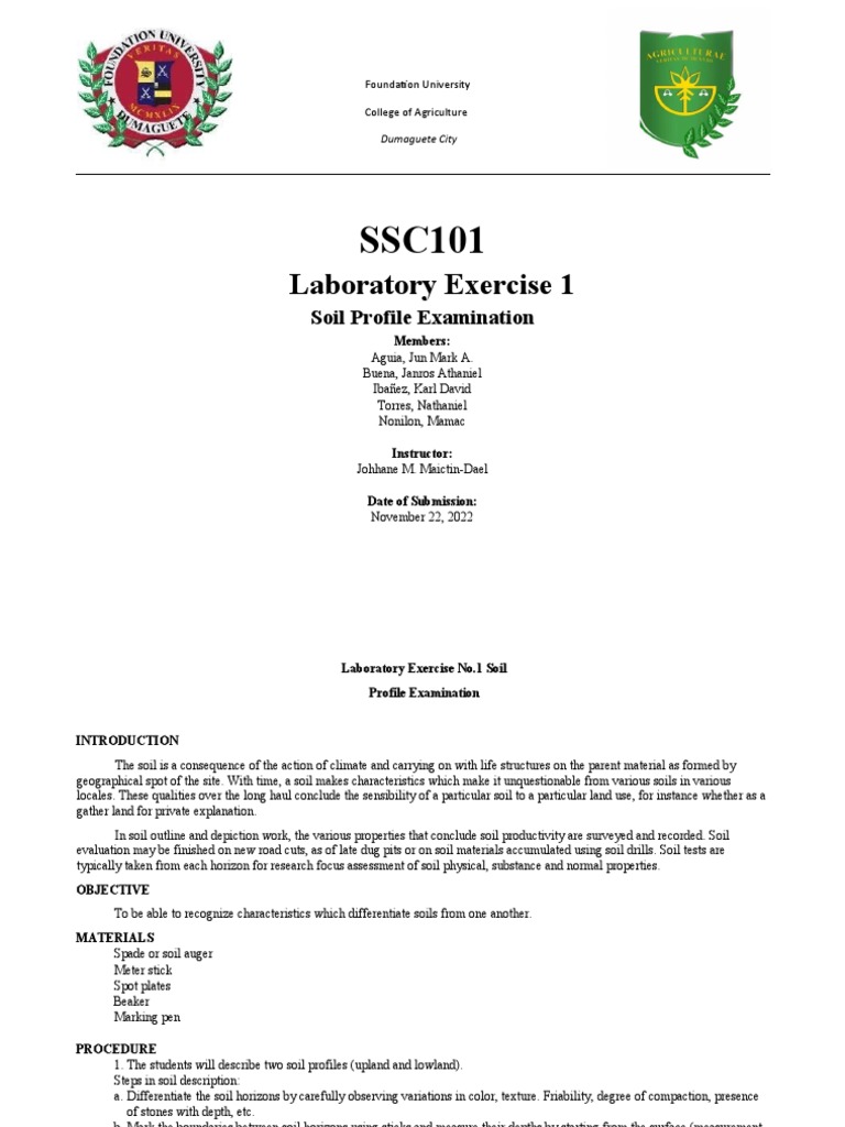 Ssc101a Lab Report 1 | PDF | Soil | Geomorphology
