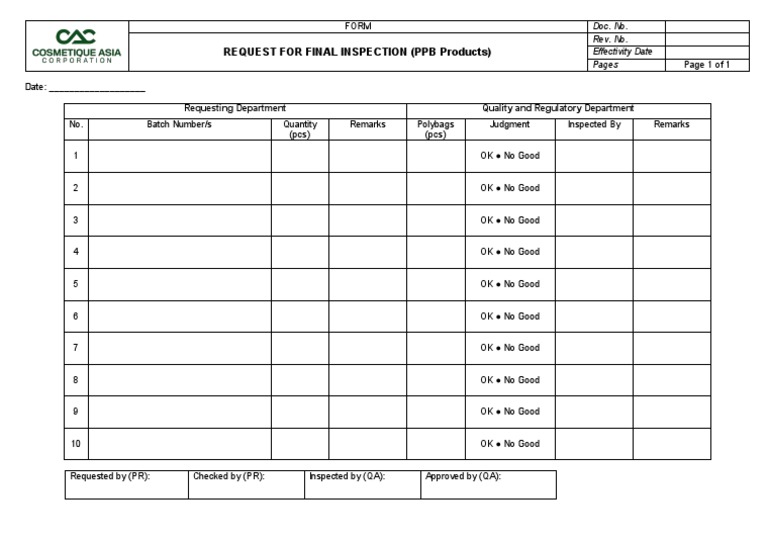 Request For Inspection | PDF