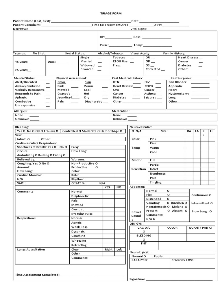 Triage Form | PDF | Causes Of Death | Physiology