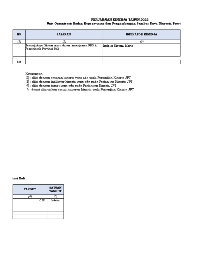 Contoh SKP JPT 2022 (Permenpan 6) | PDF