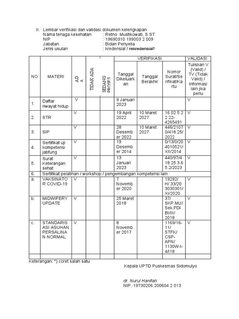 Formulir 2 - Lampiran - Lembar Verifikasi Dan Validasi Dokumen ... Formulir 2 - Lampiran - Lembar Verifikasi Dan Validasi Dokumen ...