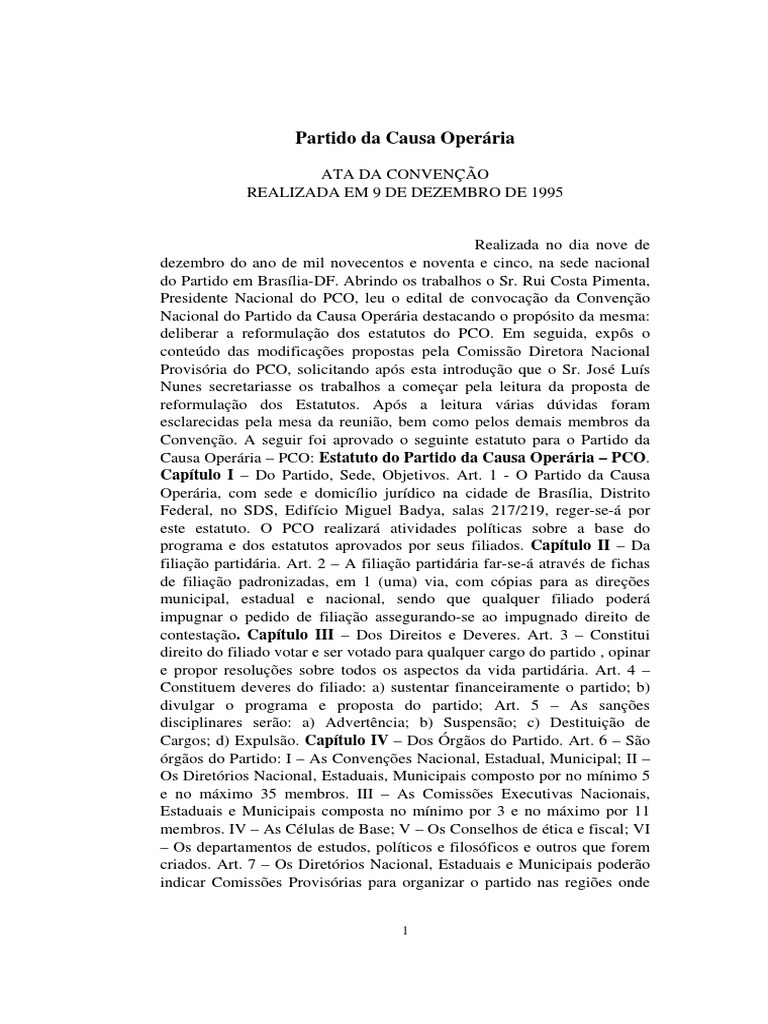 29 - PCO - Partido Da Causa Operária | PDF | Eleições | Governo