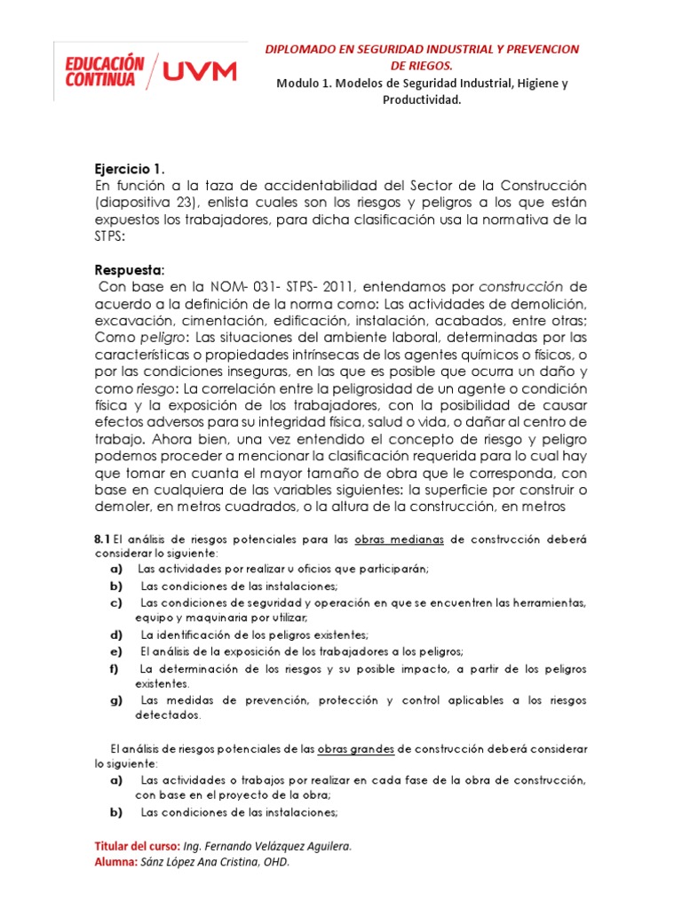 Ejercicio 1. Modulo 1 | PDF | Riesgo