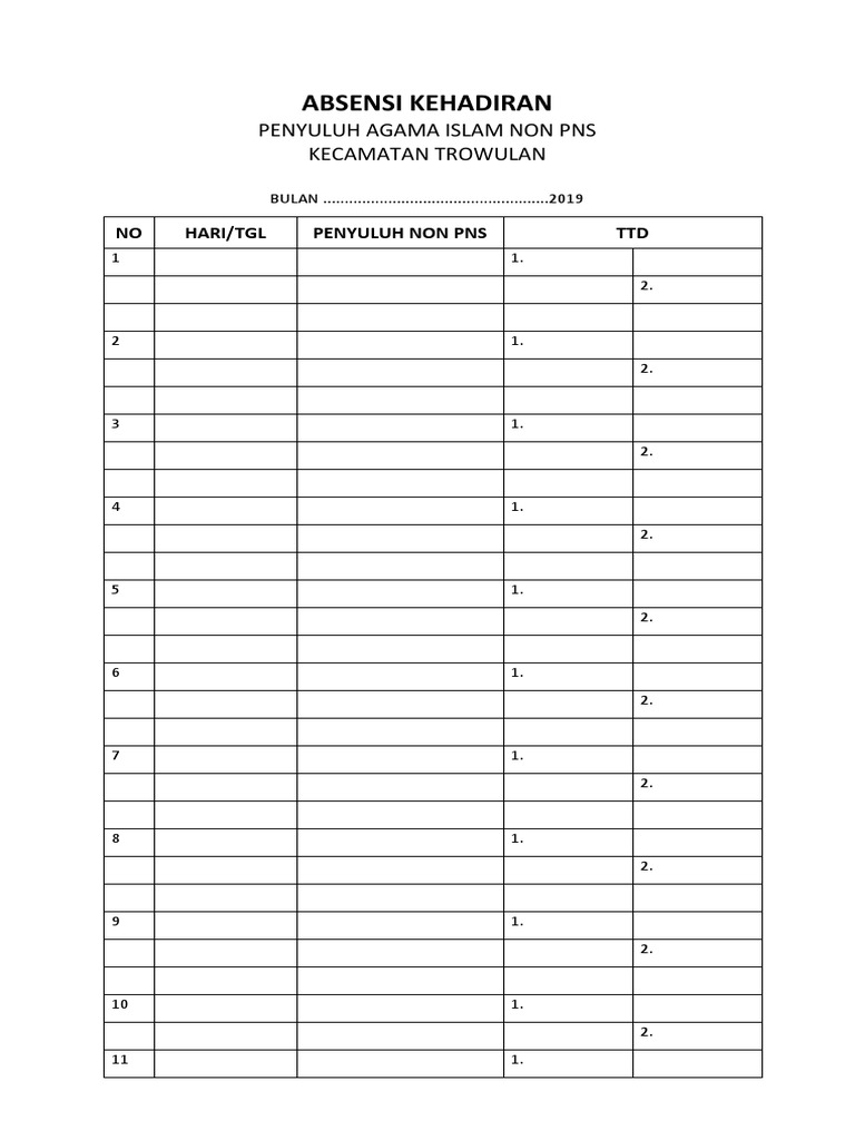 Absensi Kehadiran | PDF