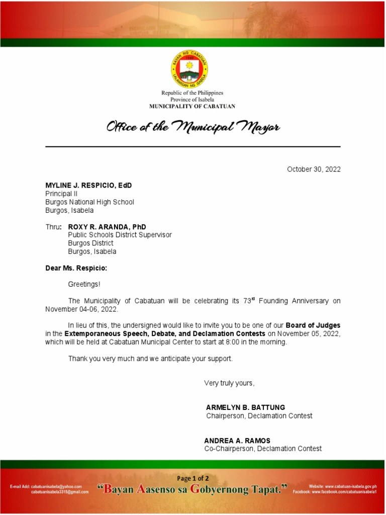 DECLAMATION Letter With Letterhead | PDF