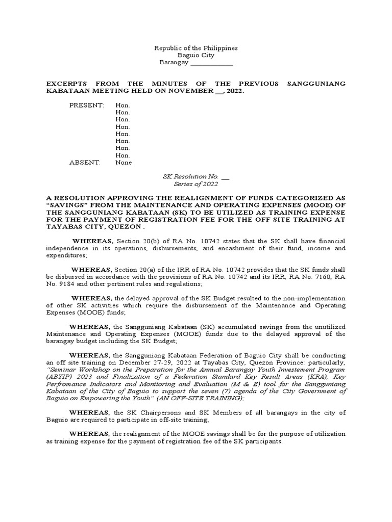 SK Reso Realignment of Fund | PDF | Government