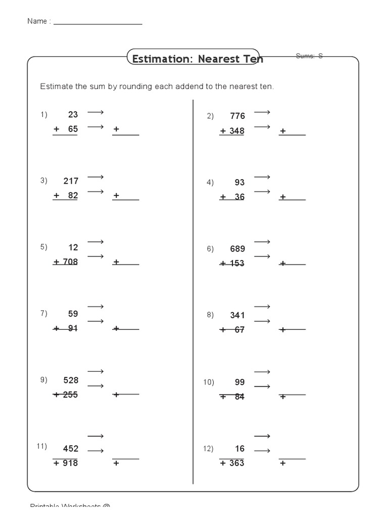Nearest Ten Sum1 | PDF