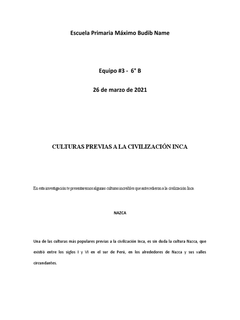 Culturas Previas A La Civilización Inca Imagenes | PDF | Imperio Inca