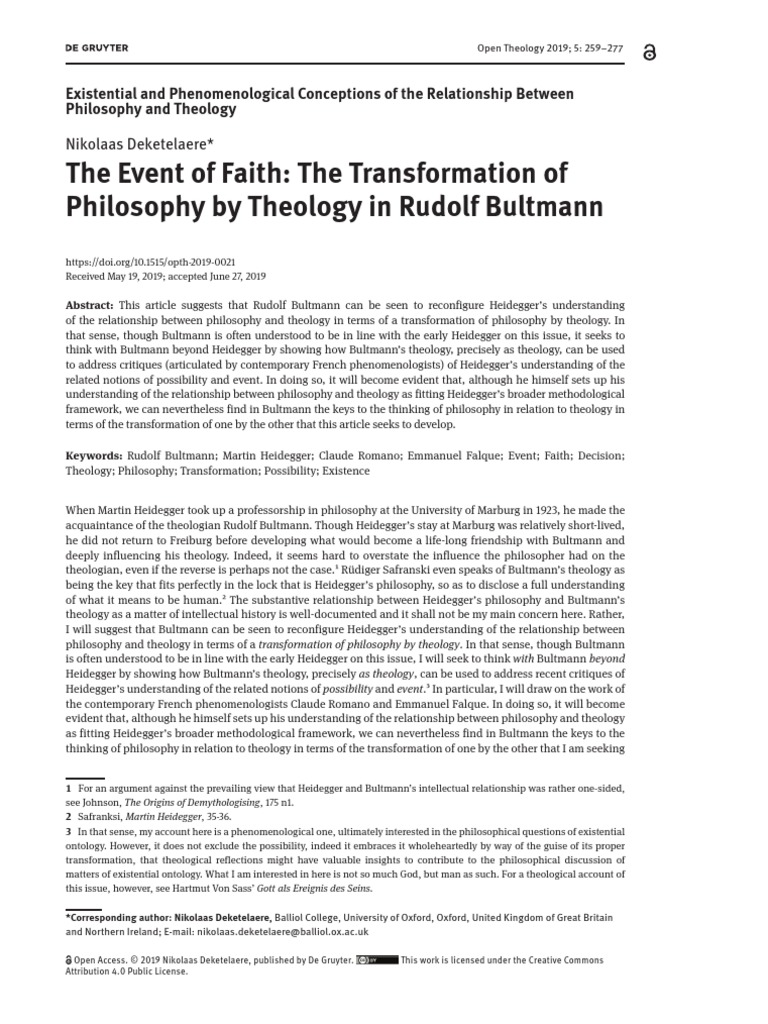 The Transformation of Philosophy by Theology | PDF | Martin Heidegger ... The Transformation of Philosophy by Theology | PDF | Martin Heidegger ...