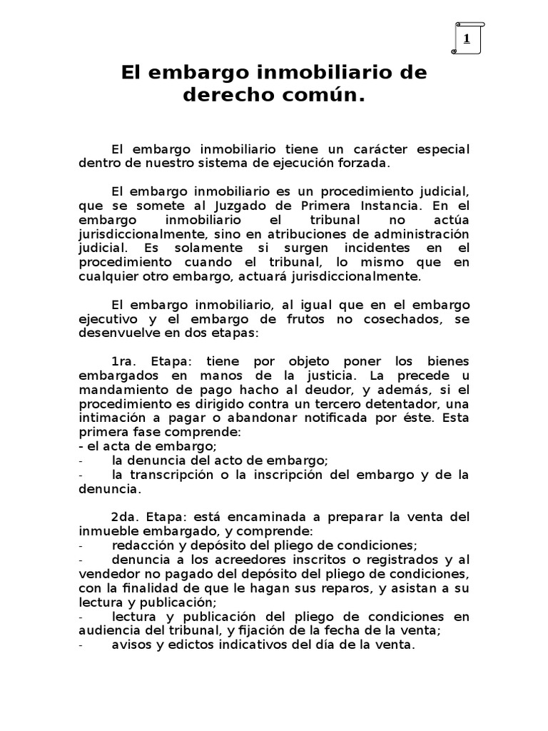 TRABAJO Embargo Inmobiliario de Derecho Com N | PDF | Sentencia (ley ...