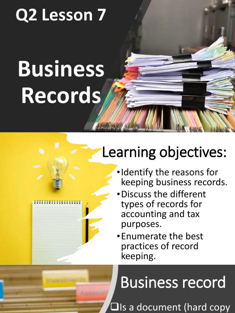 Q2 Lesson 7 Keeping Business Records | PDF | Invoice | Expense