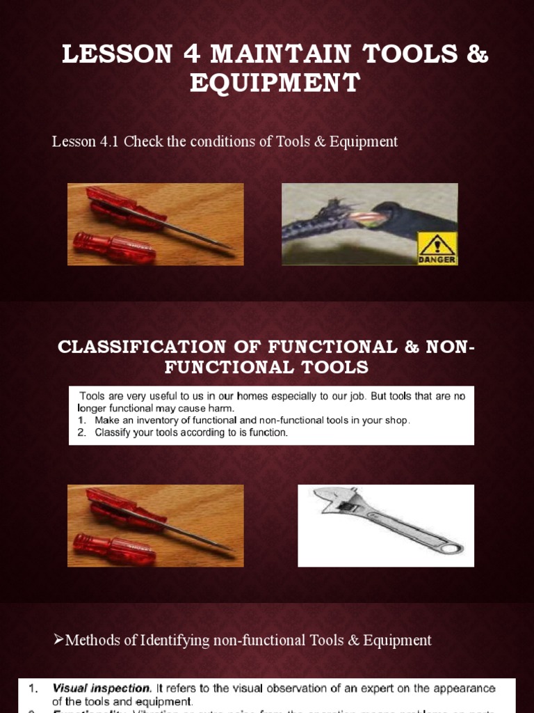 Lesson 4.1 Check The Condition of Tools Equipment | PDF