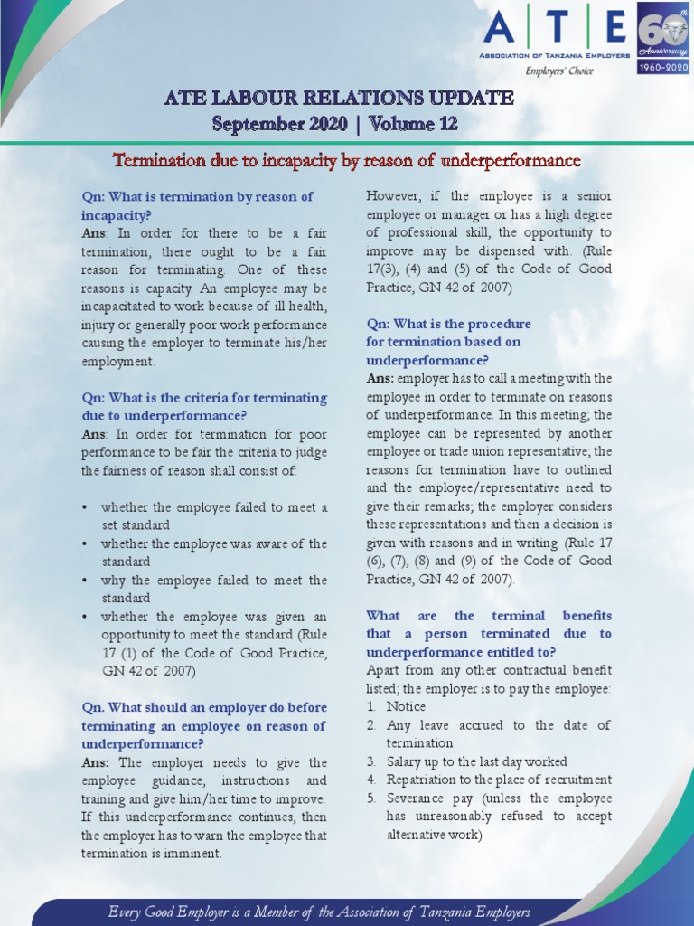 Termination Due to Incapacity Guidelines | PDF | Employment | Justice