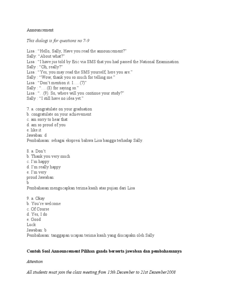 Soal Announcement | PDF