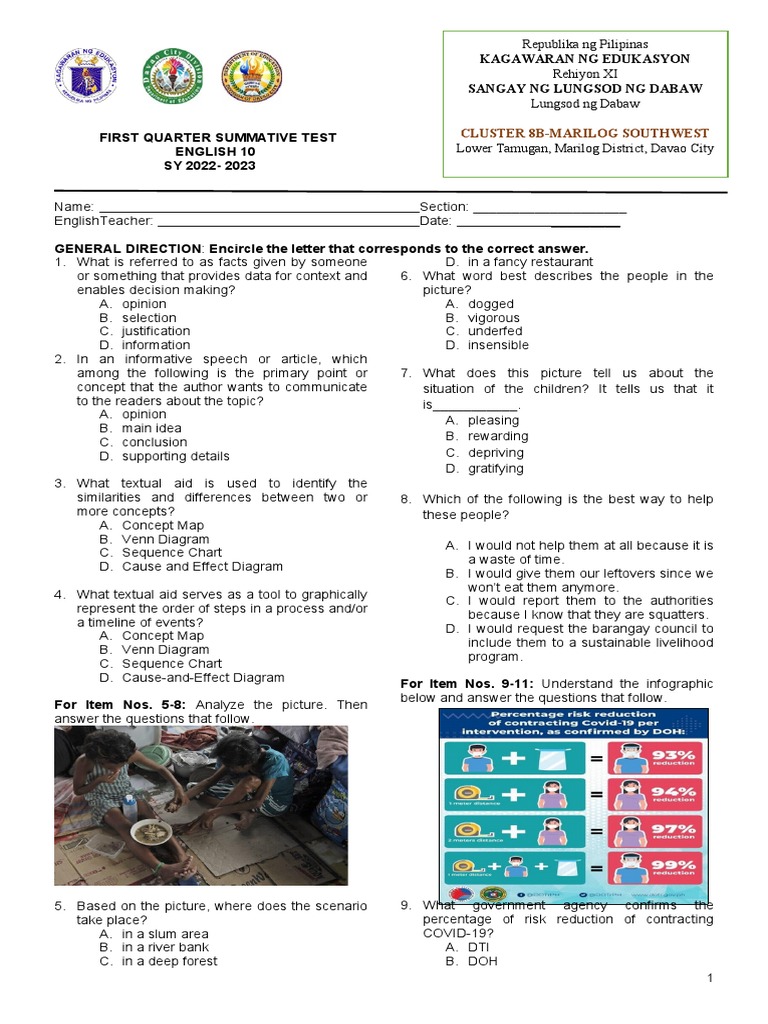 English 10 Summative Test | PDF | Red Hair