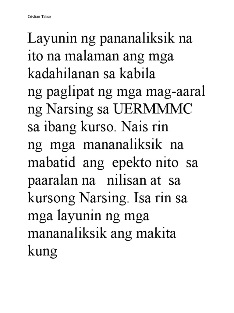 Layunin NG Pananaliksik | PDF