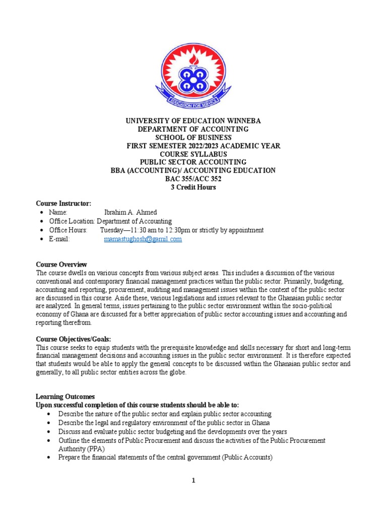 Course Outline Psa Bba | PDF | Accounting | Audit