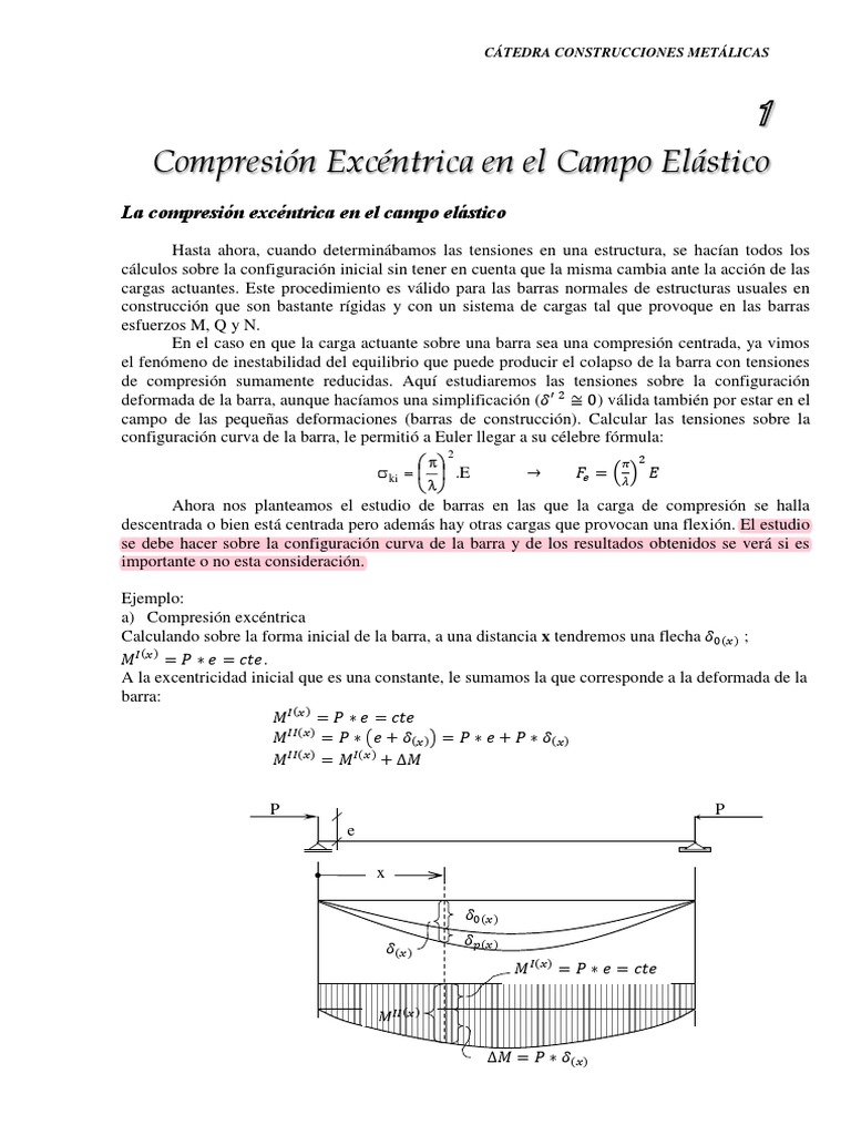 Tema 1 - Compresion Excentrica en e Campo Elástico (2019) | PDF ...