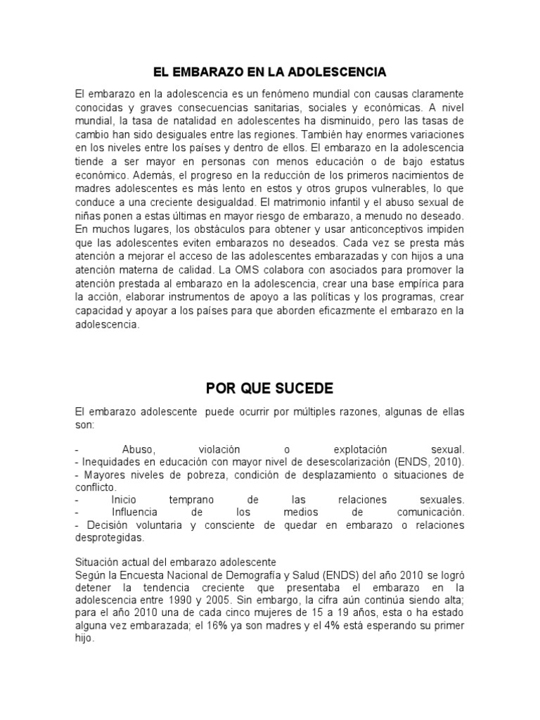 El Embarazo en La Adolescencia | PDF | El embarazo | Embarazo en la adolescencia