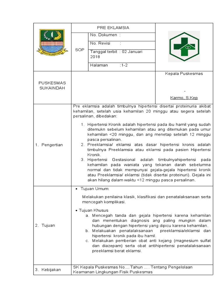 Sop Pre Eklamsia | PDF