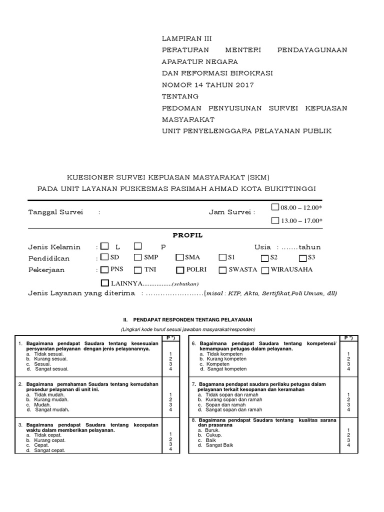 Contoh Kuesioner | PDF