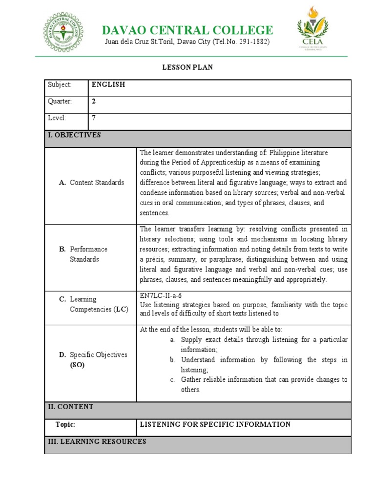 Grade-7 LP | PDF | Learning | Classroom