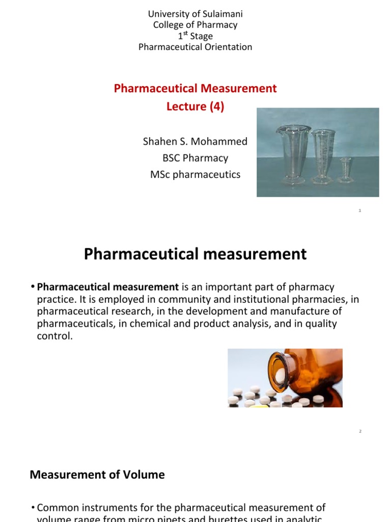 Pharmaceutical Measurement Lecture (4) : University of Sulaimani ...